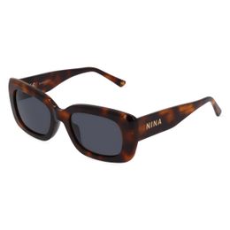 Nina Ricci NRISNR262 | Unisex-Sonnenbrille | Fassung: Vollrand, Quadratisch, Kunststoff, Havanna | Glasfarbe: Grau