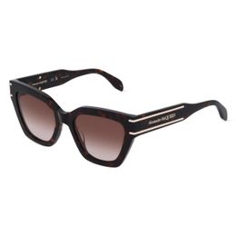Alexander McQueen AM0398S | Damen-Sonnenbrille | Fassung: Vollrand, Butterfly, Kunststoff, Havanna Gl&auml;nzend | Glasfarbe: Braun Verlaufend
