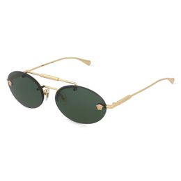 Versace VE2295 | Damen-Sonnenbrille | Fassung: Randlos, Oval, Metall, Gold | Glasfarbe: Gr&uuml;n