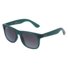 Ray-Ban Junior RJ9069S | Kinder-Sonnenbrille | Fassung: Vollrand, Quadratisch, Kunststoff, Blau Gr&uuml;n | Glasfarbe: Grau