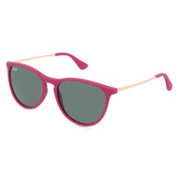 Ray-Ban Junior RJ9060S | Kinder-Sonnenbrille | Fassung: Vollrand, Panto, Kunststoff, Fuchsia Gummiert | Glasfarbe: Gr&uuml;n