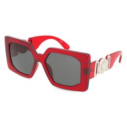 Versace VE4478U | Damen-Sonnenbrille | Fassung: Vollrand, Quadratisch, Kunststoff, Rot Transparent | Glasfarbe: Grau