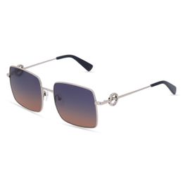 Longchamp LO162S | Unisex-Sonnenbrille | Fassung: Vollrand, Quadratisch, Metall, Silber Gl&auml;nzend | Glasfarbe: Blau Verlaufend Mehrfarbig