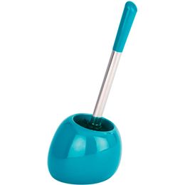 WC-Garnitur Wenko "Polaris", blau (petrol), B:15cm H:34,5cm L:14cm, Keramik, Reinigungsb&uuml;rsten, Keramik