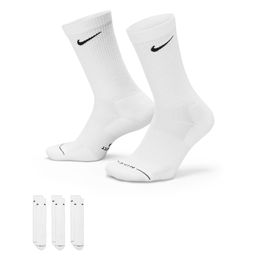 Sportsocken Nike "U NK ED ELVD CRW 3P - 144", Damen, Gr. L (42/45), wei&szlig; (multi, color1), Obermaterial: 60% Baumwolle, 36% Polyester, 3% Elasthan, 1% Nylon, Socken Sportsocken, f&uuml;r Erwachsene, sportlicher Stil
