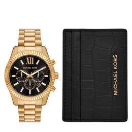 Chronograph Michael Kors "LEXINGTON", gelbgoldfarben, schwarz, Armbanduhren, Herren, Chronograph, Quarzuhr, Armbanduhr, Herrenuhr, Edelstahlarmband