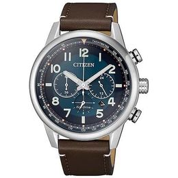 Chronograph Citizen, braun (dunkelbraun), Armbanduhren, Herren, Chronograph, Armbanduhr, Herrenuhr, Solar, Stoppfunktion, Lederarmband