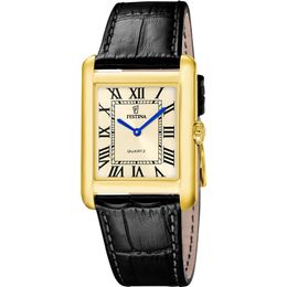 Quarzuhr Festina "On the Square", schwarz, champagnerfarben, goldfarben, Armbanduhren, Herren, Quarzuhr, Armbanduhr, Damenuhr, Herrenuhr, Lederarmband, analog