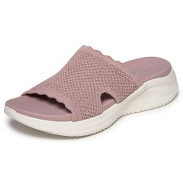Pantolette Skechers "ULTRA FLEX 3.0 SANDAL-BRING IT", Damen, Gr. 42, rosa (mauve), Textil, Glitzer, Strukturmuster, Schuhe Pantolette, Sommerschuh, Strandschuh, Badeschuh mit Yoga Foam, Topseller