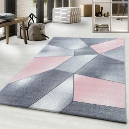Teppich Ayyildiz Teppiche "Beta 1120" Gr. 2, pink (pink, grau), B:80cm H:11mm L:150cm, Kunstfaser, Teppiche, Teppich, auch als L&auml;ufer, Kurzflor, Wohnzimmer
