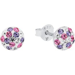 Paar Ohrstecker Amor "2021194", silber (silberfarben, wei&szlig;, lila, rosa, wei&szlig;, lila, rosa), Ohrringe, M&auml;dchen, 6mm, Silber 925 (Sterlingsilber), mit Preciosa