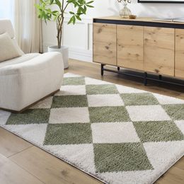Teppich LIVABLISS "PERAC", gr&uuml;n, B:200cm H:18mm L:275cm, Polyester, Teppiche, Teppich, Maschinenwaschbarer Shaggy Teppich mit extra weichem Hochflor