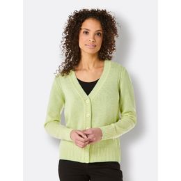 Cardigan CREATION L PREMIUM, Damen, Gr. 36, gr&uuml;n (pistazie, meliert), 80% Schurwolle, 20% Kaschmir, meliert, unifarben, Strickjacken