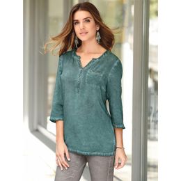 Kurzarmbluse Classic Basics, Damen, Gr. 38, gr&uuml;n (resedagr&uuml;n), 100% Viskose, gemustert, unifarben, Rundhals, Blusen