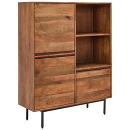 Livetastic Kommode, Honig, Metall, Mangoholz, massiv, 3 F&auml;cher, 110x140x40 cm, stehend, Wohnzimmer, Kommoden & Sideboards, Kommoden