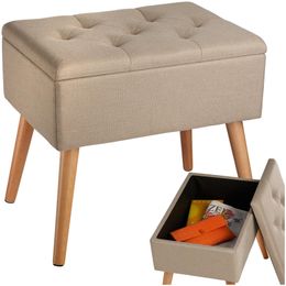 TecTake&reg; Sitzbank, gepolstert, in Leinenoptik, Holzbeine mit Filzgleitern, 51 x 37,5 x 45,5 cm