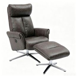 Happy Home Relaxsessel Elektrischer Relaxsessel mit Hocker &ndash; USB, 360&deg; drehbar, Kunstleder HWP51-GRA