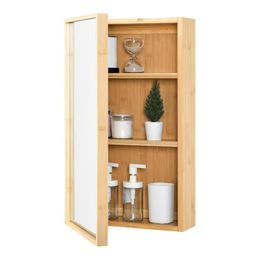 [en.casa] Spiegelschrank, Natur, Holz, Bambus, 2 F&auml;cher, Rechteckig, 35x60.5x14 cm, Badezimmer, Badezimmerspiegel, Spiegelschr&auml;nke