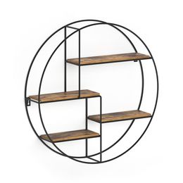 VICCO Wandregal, Wildeiche, Schwarz, Holzwerkstoff, 4 F&auml;cher, Rund, 55x55x11 cm, Wohnzimmer, Regale, Wandregale