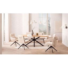 Esstisch Home Affaire, beige (natur, schwarz, natur), B:200cm H:77cm, Tische, Esstisch