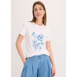 T-Shirt bonprix, Damen, Gr. 40/42 (M), wei&szlig; graphisch bedruckt, Obermaterial: 95% Baumwolle, 5% Elasthan, bequem, Shirts T-Shirt, bequeme Passform, aus Baumwolle und Elasthan, Kurzarm-Design