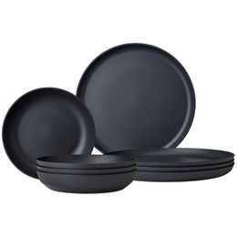 Geschirr-Set Mepal "Tafel-Set Silueta 8er Set", schwarz (nordic schwarz), 8, Kunststoff, Geschirr-Sets, Geschirr-Set, Sp&uuml;lmaschinengeeignet, Mikrowellengeeignet, Gefrierfachgeeignet, Dampfgarergeeignet, max. 150 &iquest;C