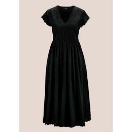 Madeleine Mode Midikleid MADELEINE "Spitzenkleid Spitzenkleid mit kurzen &Auml;rmeln und weitem Rock", Damen, Gr. 38, N-Gr, schwarz, Obermaterial: 100% Baumwolle CO (CMIA)., Modern, ausgestellt, V-Ausschnitt, Kleider Midikleid