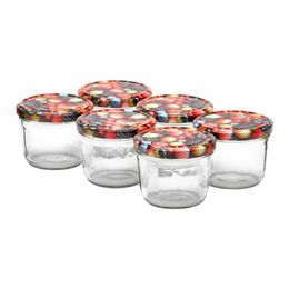 Einmachglas Van Well "Einmachgl&auml;ser / Sturzgl&auml;ser Wildberries 230 ml 6er Set transparent", bunt (transparent), L:8,5cm, Glas, Lebensmittelaufbewahrungsbeh&auml;lter