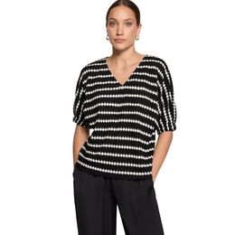 T-Shirt Zero "Damen mit V-Ausschnitt", Damen, Gr. 34, schwarz, cream, Jersey, Obermaterial: 76% Polyester, 17% Viskose, 7% Baumwolle, figurumspielend normal, V-Ausschnitt, Shirts T-Shirt, Material