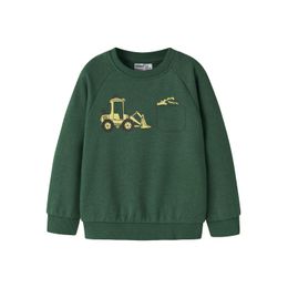 Sweatshirt name it "NMMVION LS NREG SWEAT UNB", Jungen, Gr. 104, verdant gr&uuml;n print:pocket, Sweatware, Obermaterial: 60% Baumwolle, 40% Polyester, bedruckt, regular fit normal, Rundhals, Rippb&uuml;ndchen, Sweatshirts Sweatshirt, Baumwollmischung, regular fit