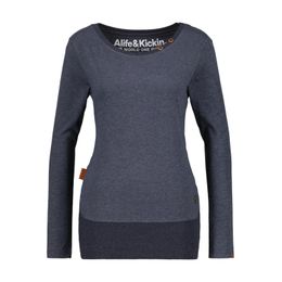 alife and kickin Langarmshirt ALIFE & KICKIN "Damen CocoAK A Long Langarmshirt", Damen, Gr. M, blau (marine), 65% Baumwolle, 35% Polyester, Shirts Langarmshirt