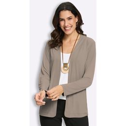 Shirtjacke Lady "Shirtjacke", Damen, Gr. 42, sesam, 95% Polyester, 5% Elasthan, unifarben, V-Ausschnitt, Shirts Shirtjacke