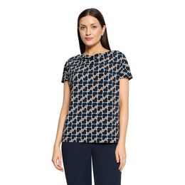 Kurzarmshirt Betty Barclay "Damen mit Wasserfallausschnitt", Damen, Gr. 36, dunkelblau, braun, Jersey, Obermaterial: 94% Polyester, 6% Elasthan, Basic, figurumspielend normal, Wasserfallausschnitt, Shirts