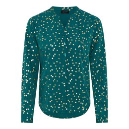 Langarmbluse Laura Scott, Damen, Gr. 36, dunkelgr&uuml;n, Web, Obermaterial: 100% Polyester, Glitzermuster, figurumspielend h&uuml;ftbedeckend, Blusen, figurumspielende Passform, aus leichtem Webmaterial, mit Stehkragen