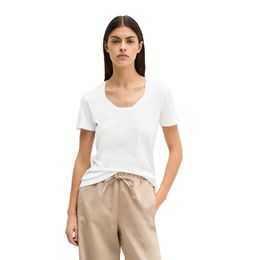 Marc O'Polo T-Shirt MARC O'POLO "aus reiner Baumwolle", Damen, Gr. L, wei&szlig;, Obermaterial: 100% Baumwolle, unifarben, Basic, regular fit, tiefer Rundhals, normaler Saum, Shirts T-Shirt