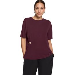 Kurzarmshirt Zero "Damen mit Schnalle", Damen, Gr. 34, schwarz aubergine, Jersey, Obermaterial: 70% Modal, 30% Polyester, figurumspielend normal, Rundhals, Shirts, Brosche