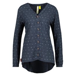 alife and kickin Kurzarmbluse ALIFE & KICKIN "Damen EmmiAK", Damen, Gr. L, blau (marine), 100% Viskose, Blusen