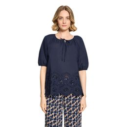 Schlupfbluse Betty Barclay "Damen mit Schmuckkanten", Damen, Gr. 36, dunkelblau, Obermaterial: 100% Baumwolle, gerade normal, Rundhals, Blusen Schlupfbluse