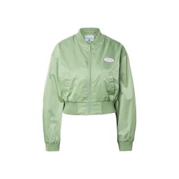 Bomberjacke Karl Kani "Karl Kani Woven Signature Short OS Satin Bomberjacke", Damen, Gr. XS, gr&uuml;n, 100% Polyester, mehrfarbig, oversize, amerikanischer Ausschnitt, Jacken Bomberjacke