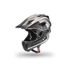Rockbros Kinder Fahrradhelm mit Kinnschutz Schwarz / Grau M