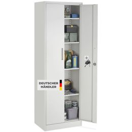 TecTake&reg; Aktenschrank, 60 x 40 x 180,5 cm, 4 verstellbare Zwischenb&ouml;den, pulverbeschichteter Stahl, Kippschutz, h&ouml;henverstellbare F&uuml;&szlig;e