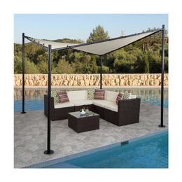 Pergola MCW-F85, Garten Pavillon Sonnensegel, stabiles Stahl-Gestell ~ 3x3m creme