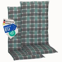 NYVI Gartenstuhl-Auflage Barcelona &ndash; Hochlehnerauflage f&uuml;r Gartenst&uuml;hle Anzahl:2er Set;Dessin:Karo T&uuml;rkis