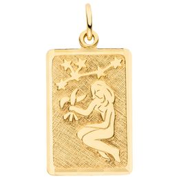 Sternzeichenanh&auml;nger Jobo "Sternzeichen eckig mit Sternbild 20 mm", gelbgold 333, Schmuckanh&auml;nger, Damen, Jungfrau, Gelbgold 333, 8 Karat 333 Gold