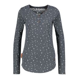 alife and kickin Langarmshirt ALIFE & KICKIN "Damen DaisyAK Langarmshirt", Damen, Gr. XL, marine, 65% Baumwolle, 35% Polyester, Shirts Langarmshirt