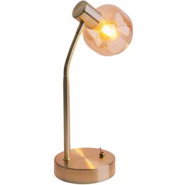 N&auml;ve N&Auml;VE Tischleuchte "Libby", grau (messingfarben), 1, &Oslash; 10cm H: 39cm, 1 Stk., Leuchten, 1flg. flexibel verstellbar Glasschirm in amber get&ouml;nt excl. 1xE14, Tischleuchte