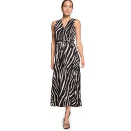 Jerseykleid Zero "Damen mit G&uuml;rtel", Damen, Gr. 34, Normalgr&ouml;&szlig;en, cream, schwarz, Jersey, Obermaterial: 97% Polyester, 3% Elasthan, A-Linie lang, V-Ausschnitt, Kleider Jerseykleid, Bindeg&uuml;rtel