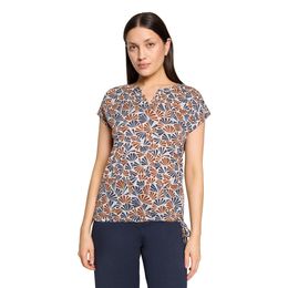 BETTY & CO Kurzarmshirt BETTY & CO "Damen mit Tunnelzug", Damen, Gr. L, nature, braun, Obermaterial: 50% Baumwolle, 50% Modal, loose fit normal, Rundhals, Shirts