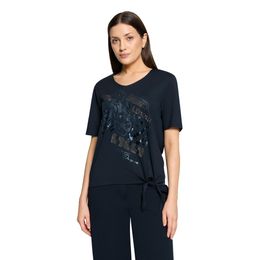 Kurzarmshirt Betty Barclay "Damen mit Schleifenknoten", Damen, Gr. 36, dunkelblau, Jersey, Obermaterial: 50% Baumwolle, 50% Modal, figurumspielend normal, V-Ausschnitt, Shirts