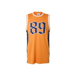 Tanktop Karl Kani "Karl Kani KM242-040-1 OG Block Basketball Tank", Herren, Gr. L, orange, navy, 100% Polyester, bedruckt, normal, Tops Tanktop